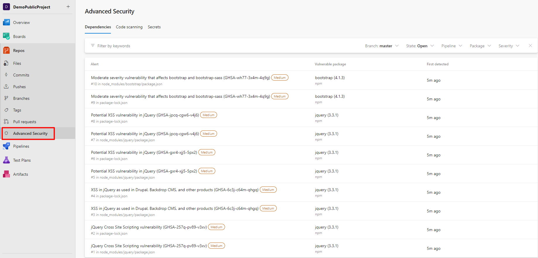Advanced Security for Azure DevOps